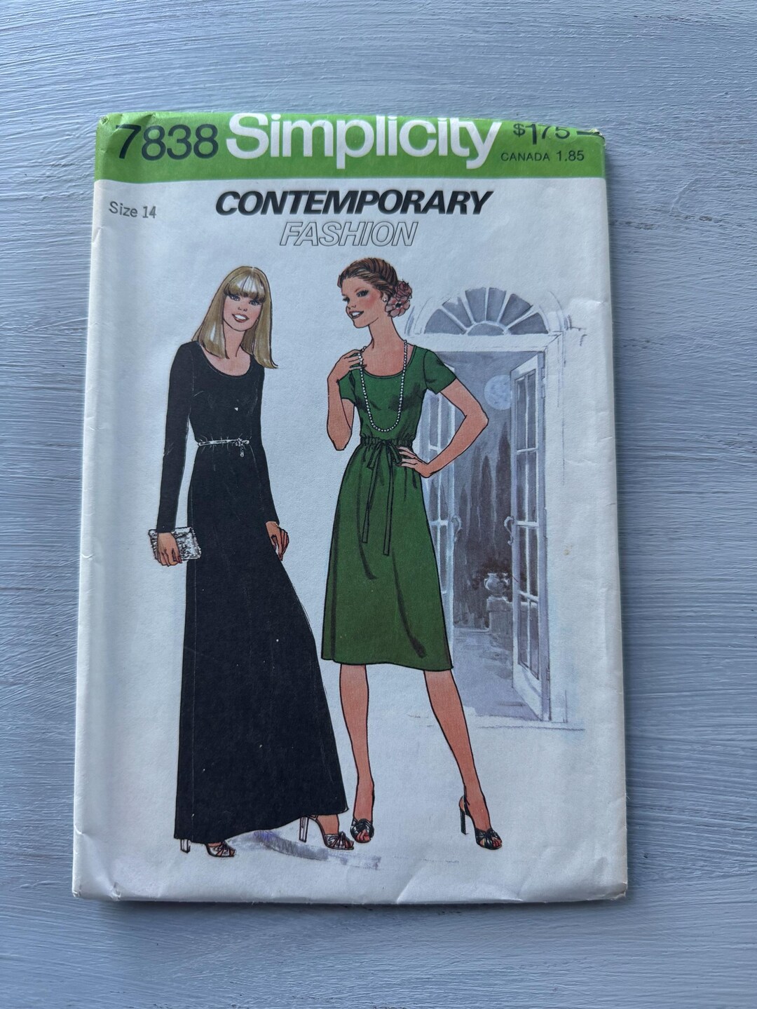 1976 Simplicity Sewing Pattern 7838 Misses Scoop Neck Short or Long ...