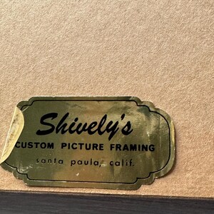 Vintage 1960's John Stroh Framed Black Ink Watercolor of Plant in Black ...