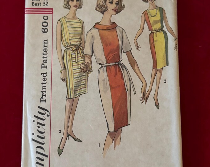 1962 Simplicity Sewing Pattern 4349 Misses Rolled Neck Short Shift ...