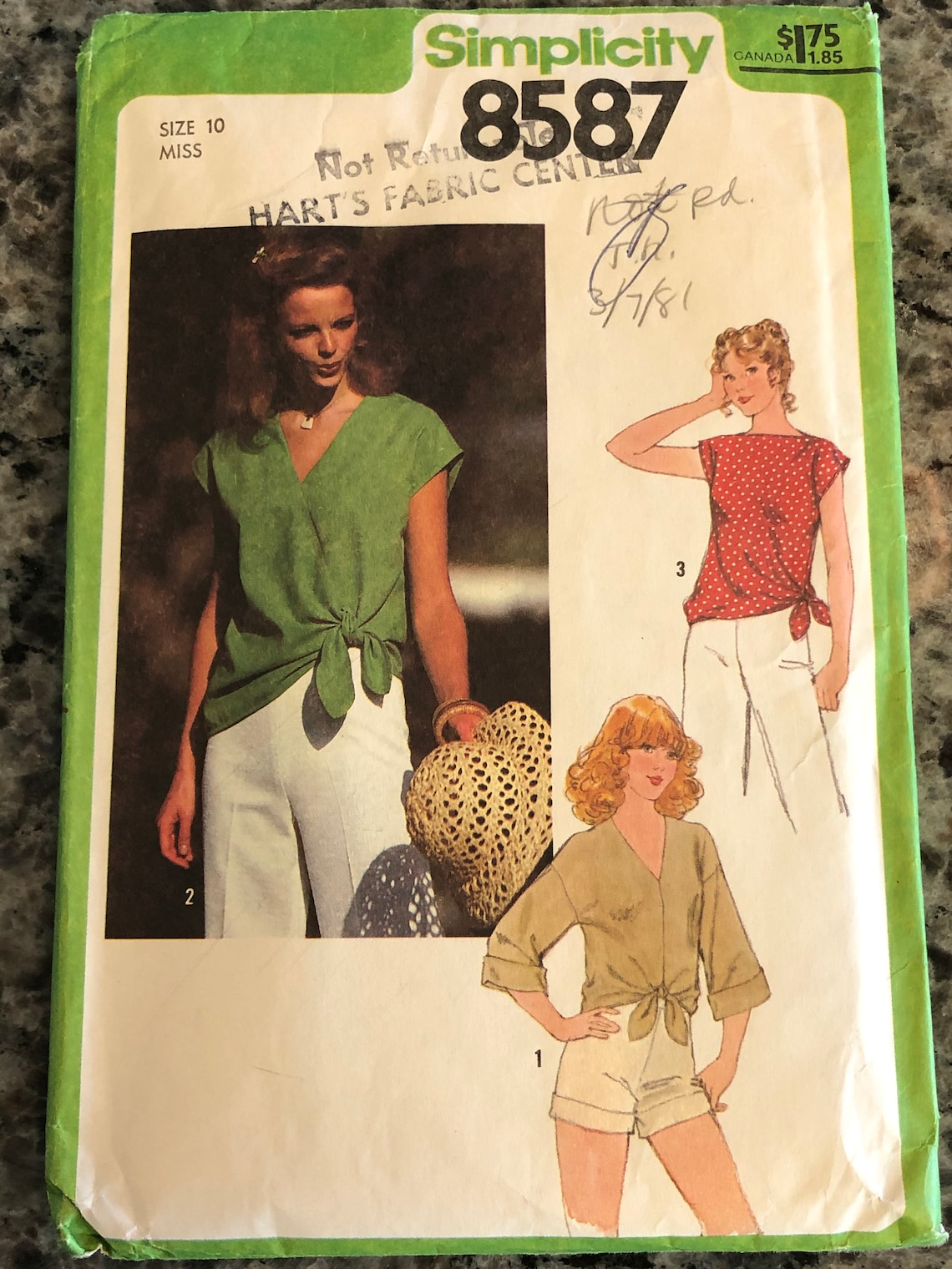 1978 Simplicity Sewing Pattern 8587 Misses Three Styles of Wrap Waist ...