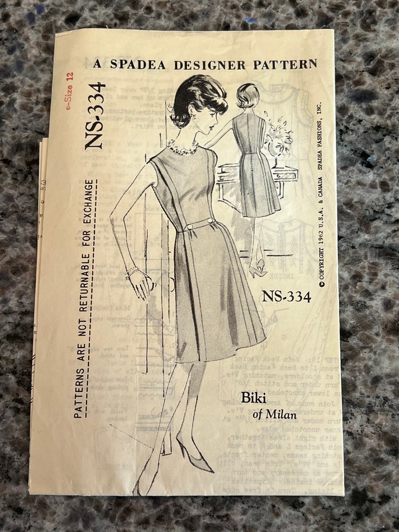 RARE 1962 Spadea Sewing Pattern NS-334 Biki of Milan Misses - Etsy