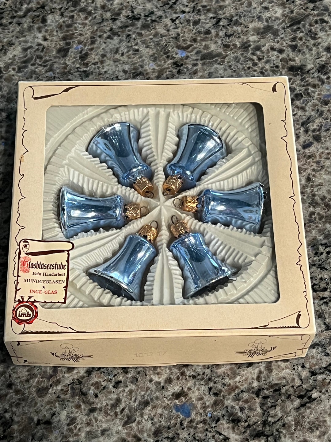 Boxed 1983 Vintage Inge-glas Blue Glass Bell Christmas Ornaments Made ...