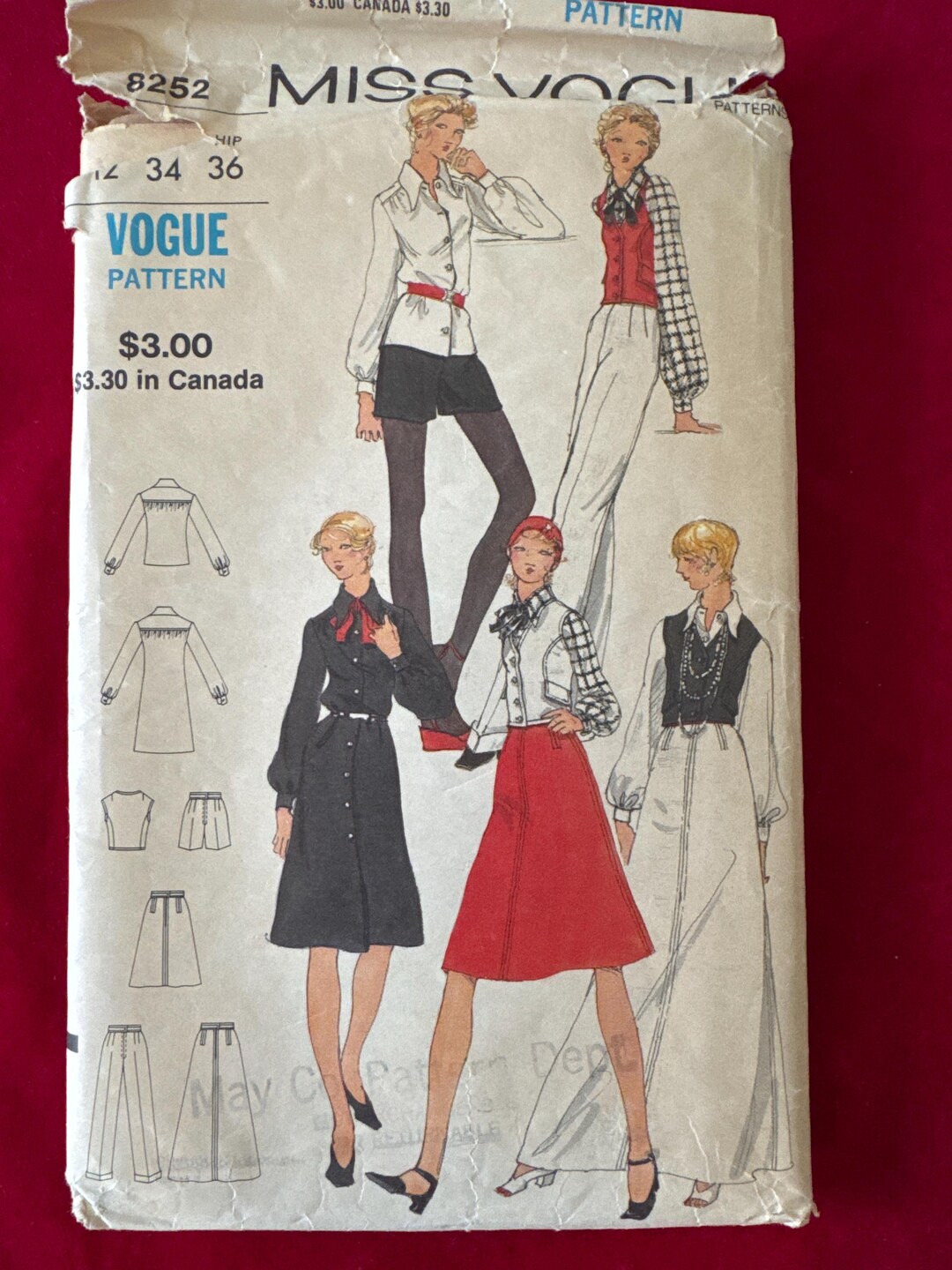 60's Vogue 8252 Sewing Pattern Misses MOD Crop Fitted Vest, Pants, Mini ...