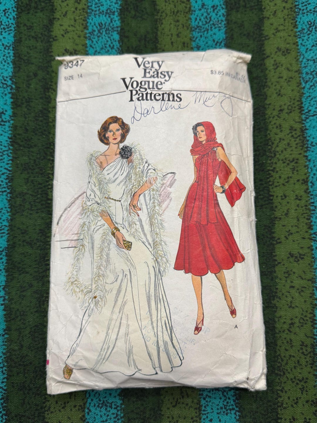 1970's Vogue 9347 Sewing Pattern Misses Long or Short One Shoulder ...