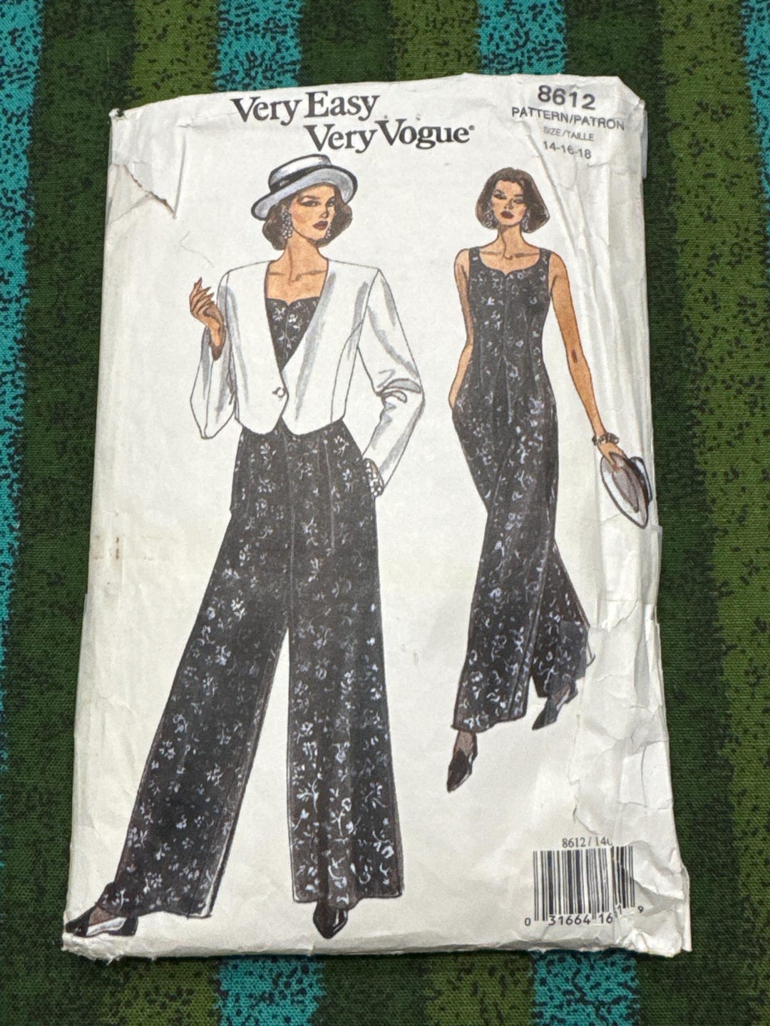 1993 Vogue Sewing Pattern 8612 Misses Sleeveless Jumpsuit With Cropped ...
