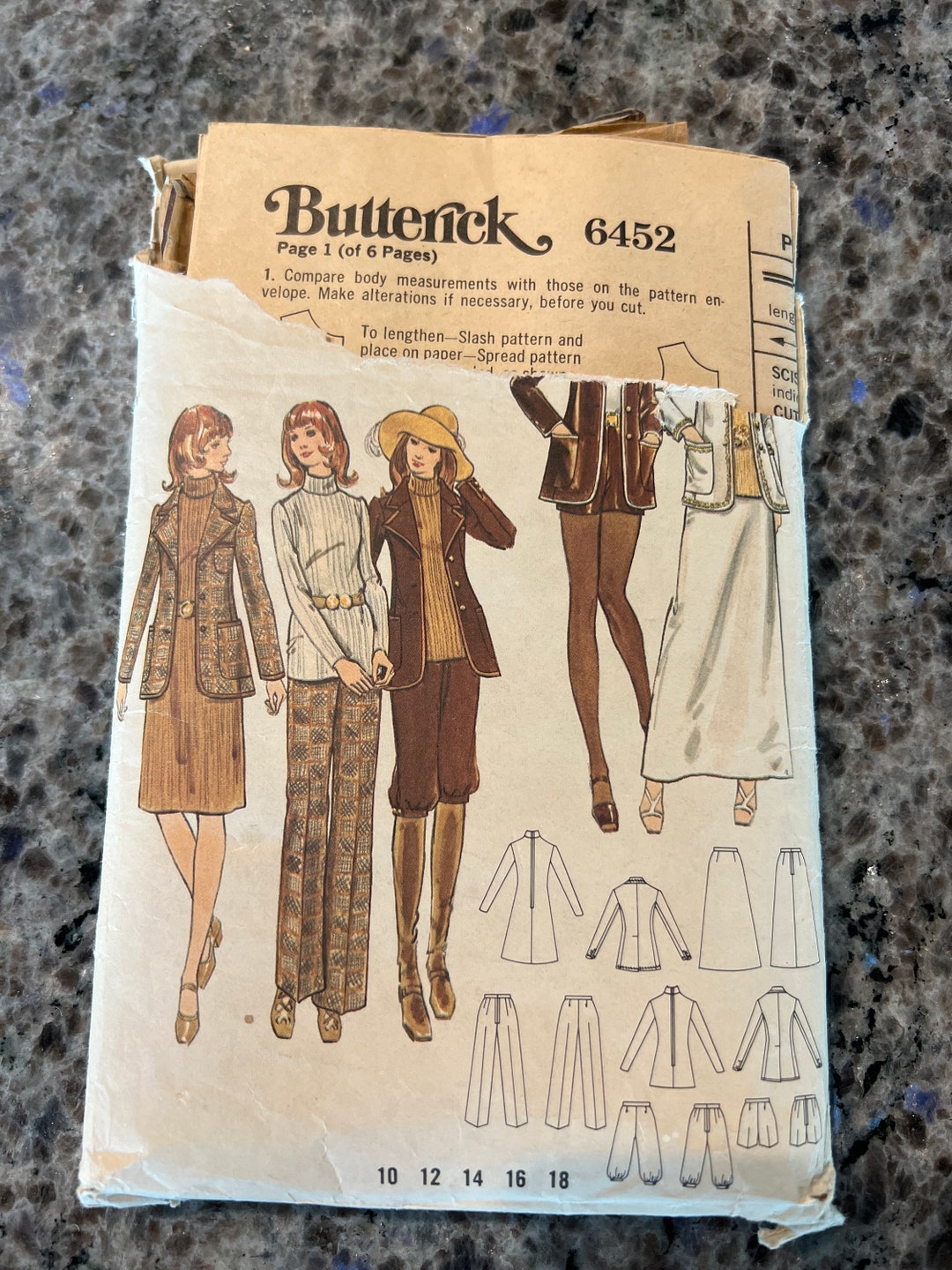 RARE 1970s Butterick Sewing Pattern 6452 Misses Knickers, Jacket ...