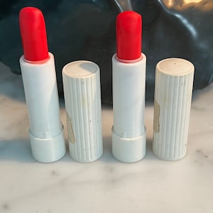 Vintage 1960/70's Tussy Cosmetics Go Ahead Red Lipstick in White Linear ...