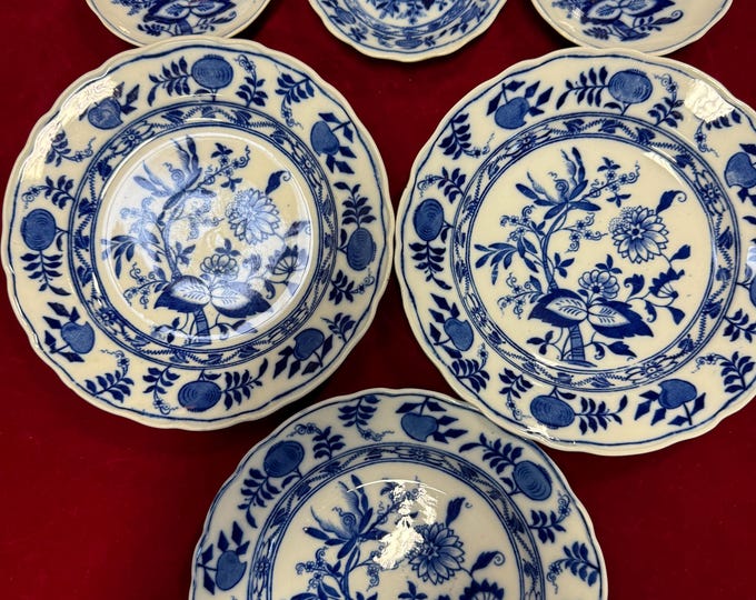 Antique Lot of Meissen Blue Onion Set of 3 Dinner Plates 9 1/2” & 2 ...