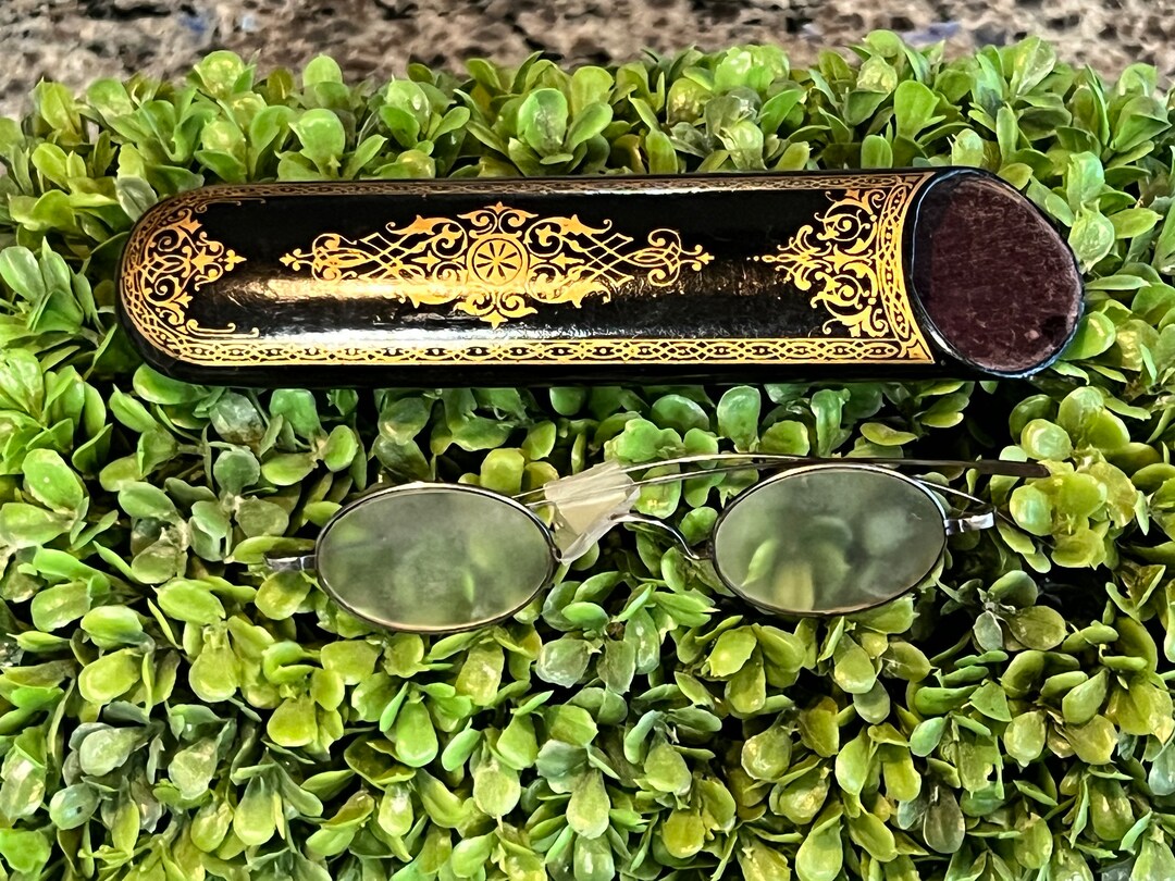 Antique Antique Broken Wire Spectacles WITH Paper Mache Black & Gold ...