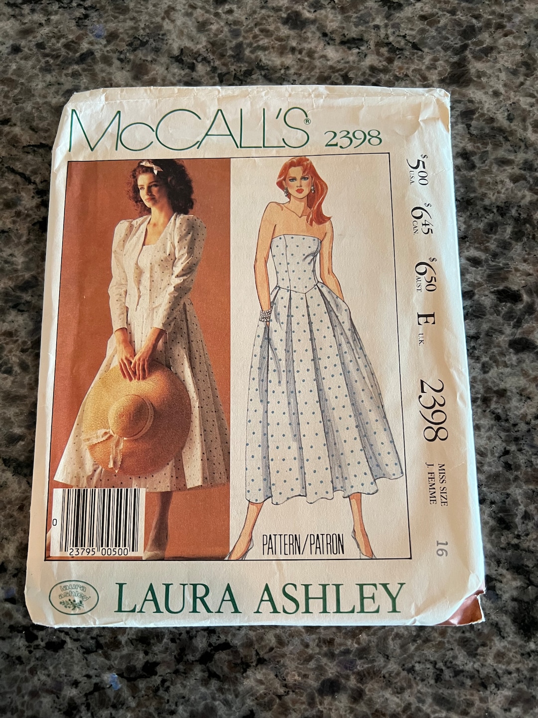 1986 Mccalls Sewing Pattern 2398 Laura Ashley Misses Strapless Mid ...