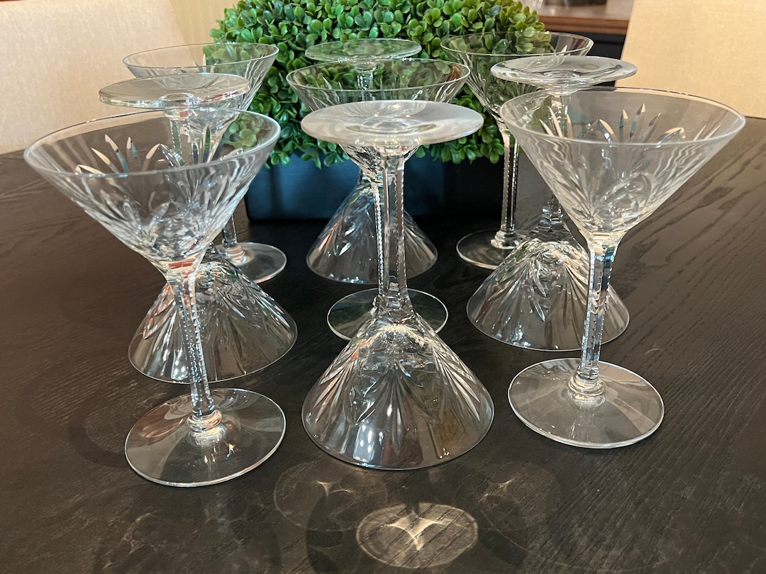 Vintage Set of 9 Seneca GOTHIC Cut Glass Martini Champagne Glasses ...