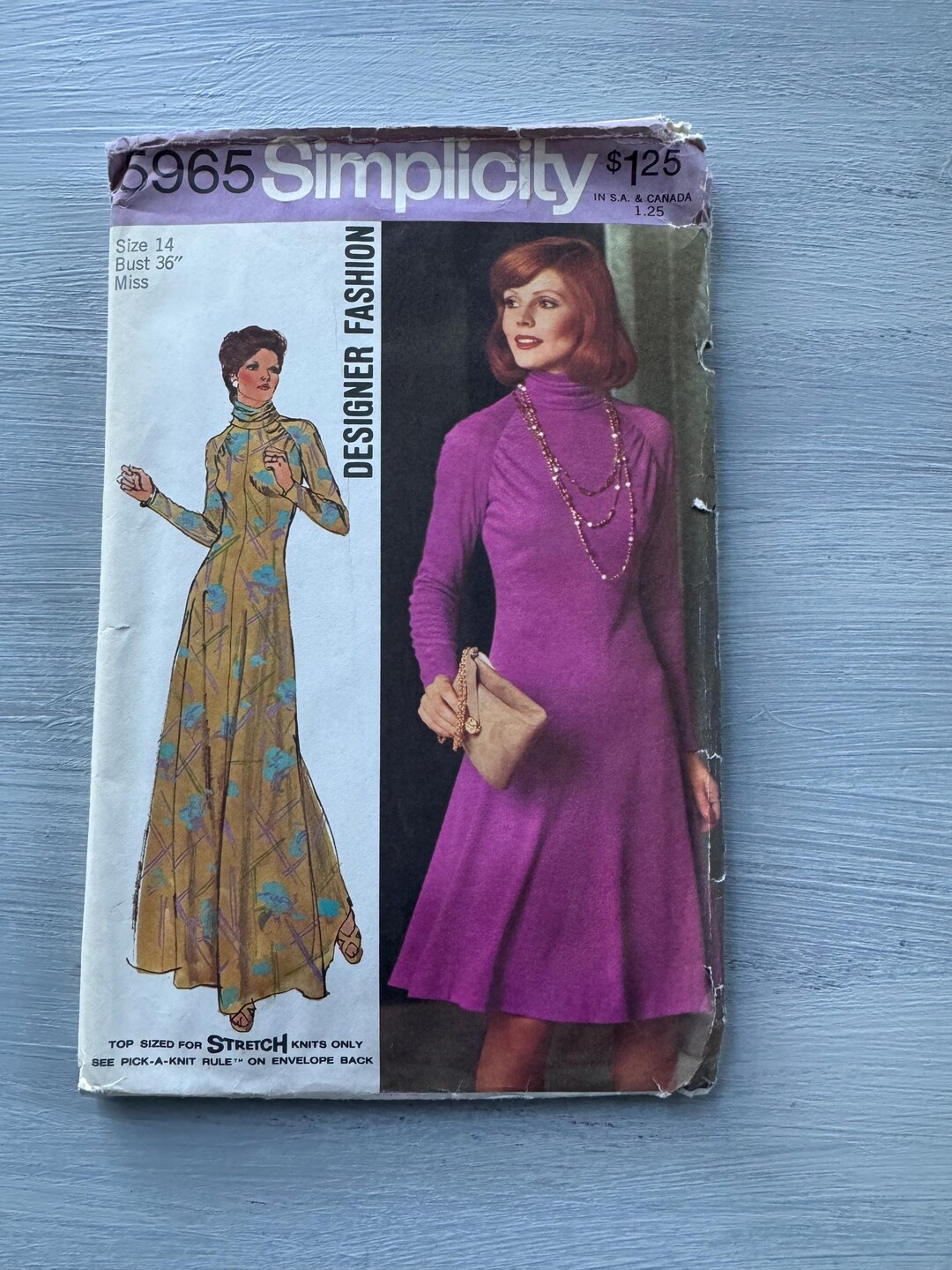 RARE 1973 Simplicity Sewing Pattern 5965 Misses Stretch Knits Only Long ...