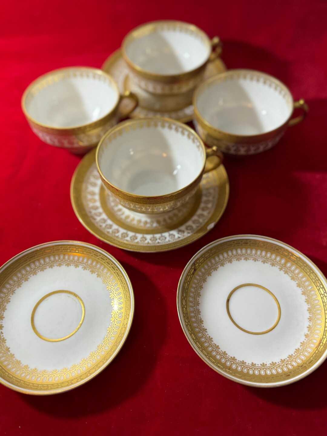 Antique Lot of Haviland Limoges GOA France Gold Encrusted Teacups and ...