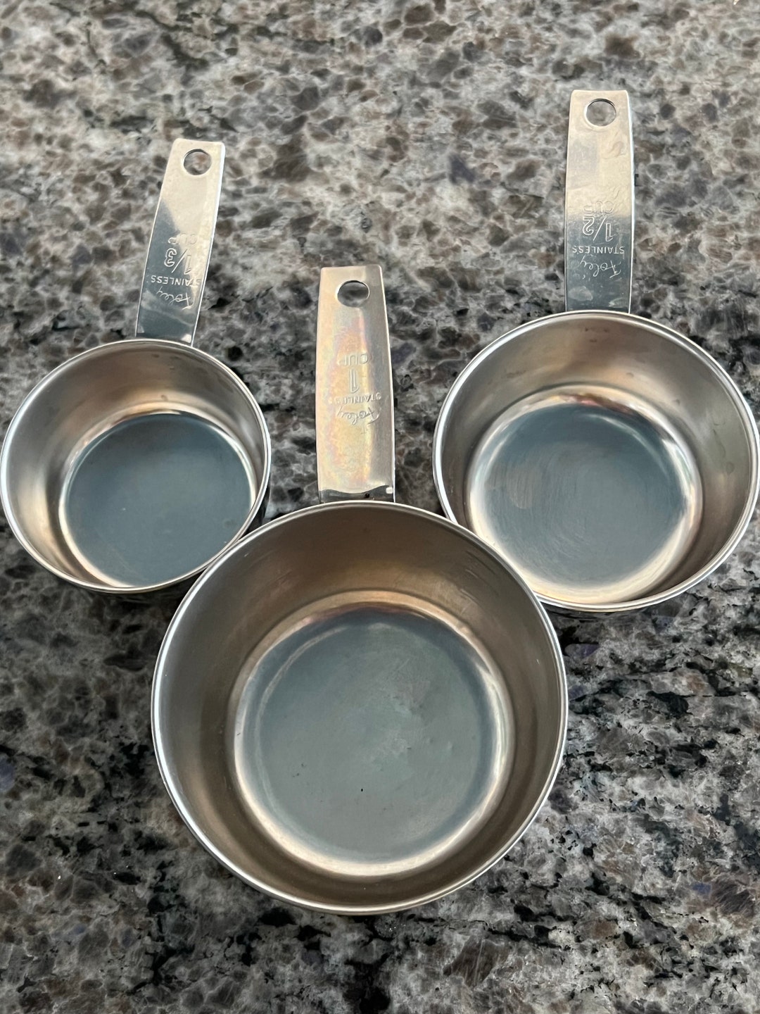 Vintage Set of 3 FOLEY Script Measuring Cups, 1 CUP, 1/2 Cup and 1/3 ...