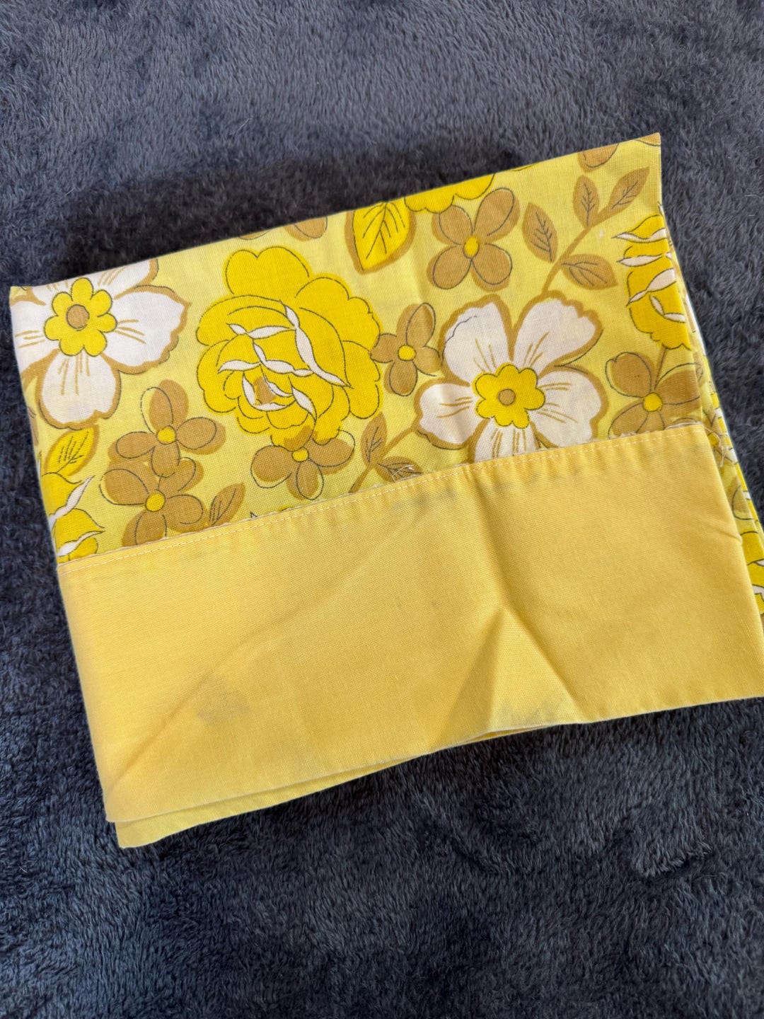Vintage Dan River Yellow Gold Rose Floral Standard Pillowcase- Yellow ...