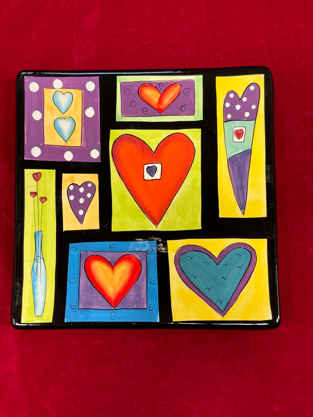 Naylor Designs BOLD HEARTS Square Ceramic Bold Wall Plate 9 1/2 ...