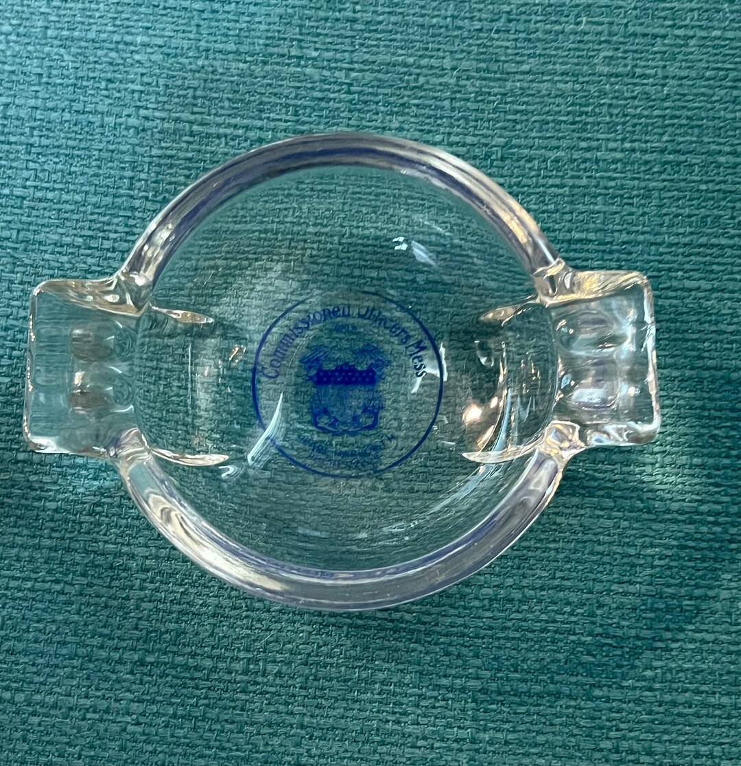 RARE 1940’s Pearl Harbor Glass Ashtray Commissioned Officers Mess Hall ...