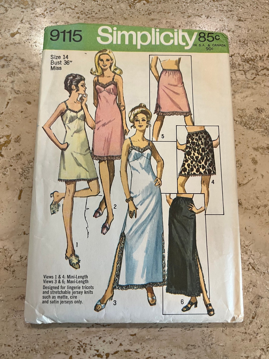 1970 Simplicity Sewing Pattern 9115 Misses Slip, Half Slip in 3 Lengths ...