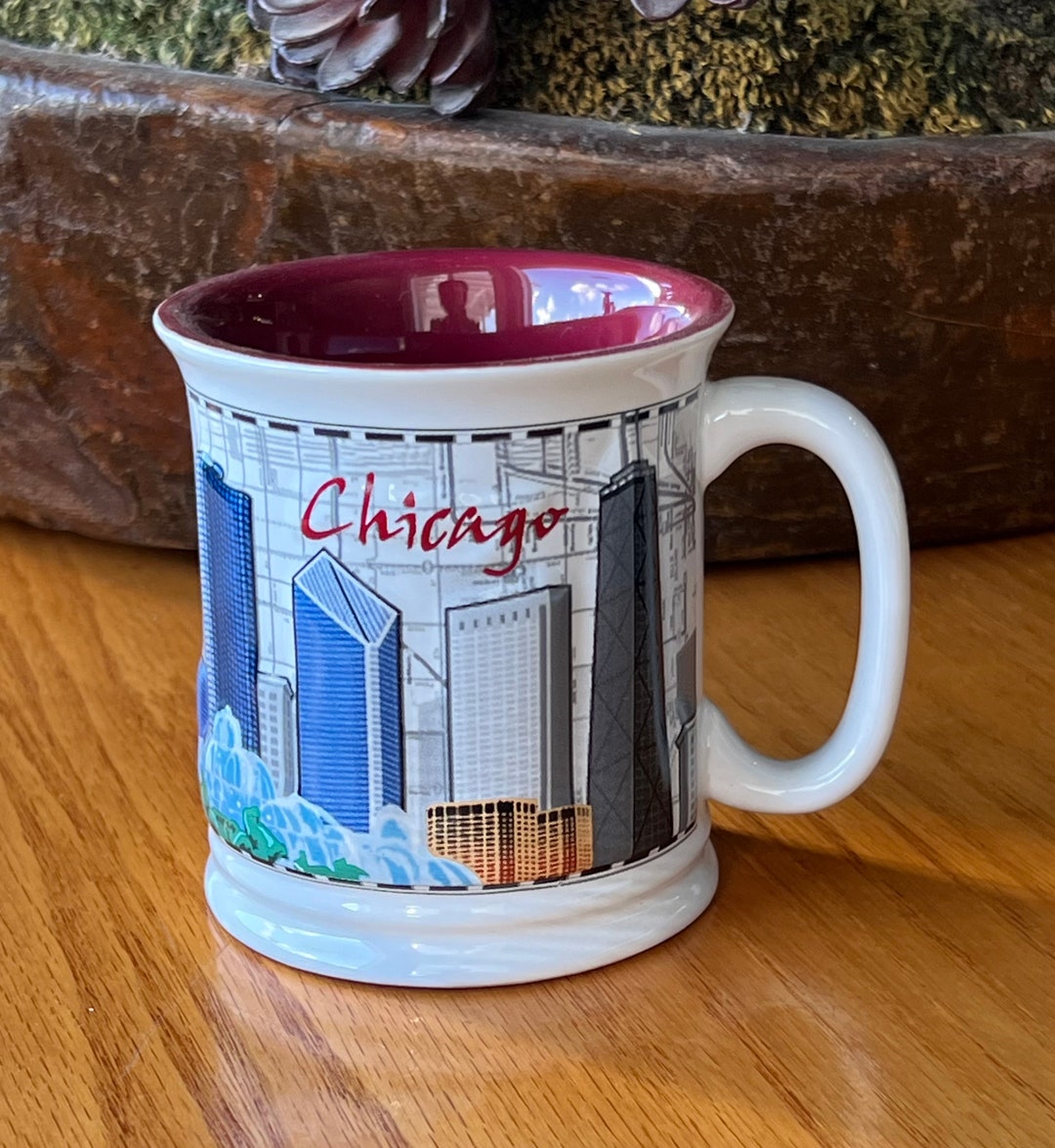 New Chicago Skyline Raised Detail Ceramic Coffee Mug Burgundy - Etsy