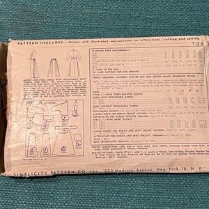 RARE 1949 Simplicity Sewing Pattern 2992 Misses Sheath Dress With Detachable Skirt Size 16 Cut ...