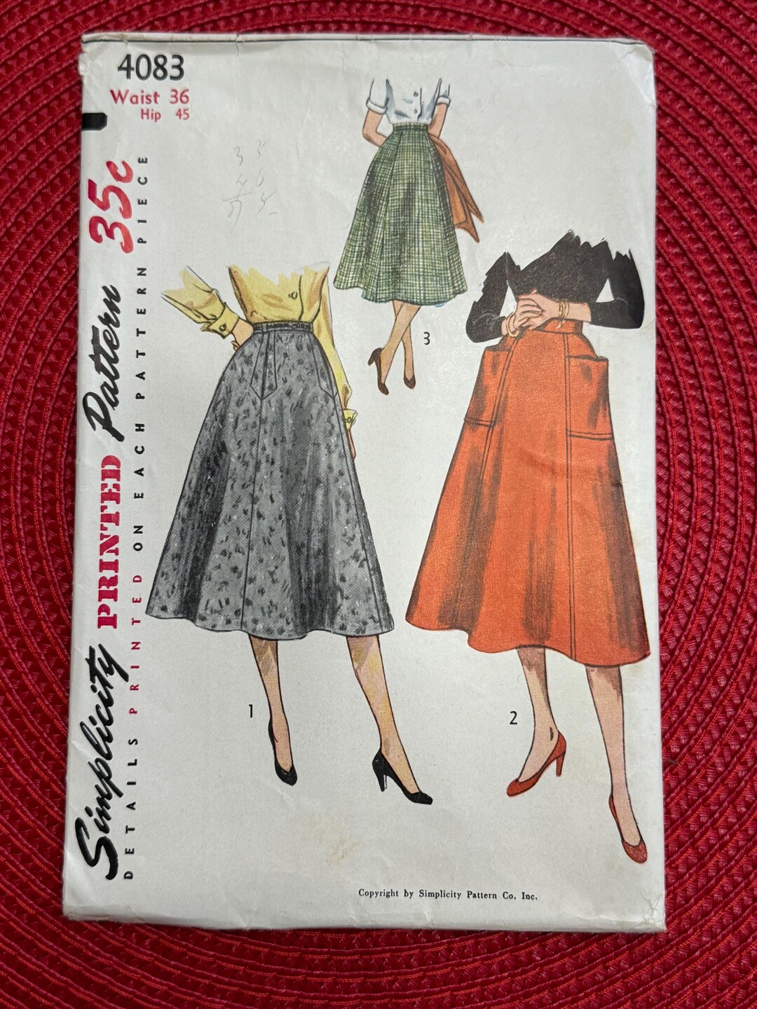 1950s Simplicity Sewing Pattern 4083 Misses Tailored Mid Length A Line ...