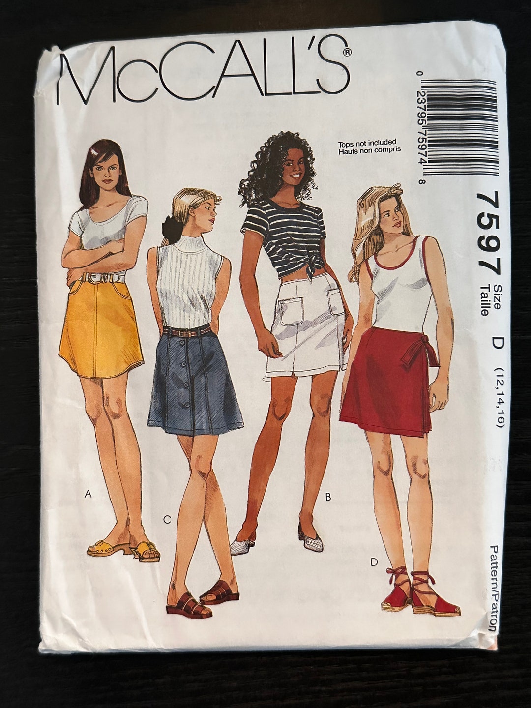 1995 Mccall's Sewing Pattern 7597 Misses Short Skirts 4 Styles Size 12 ...