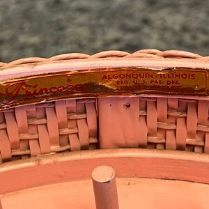 1950s Princess Vintage Pink Decoupage Round Wicker Sewing Basket Box ...