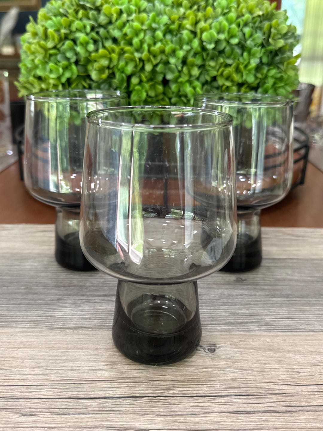 Libbey Smoke Grey Stax Highball Glasses Stacking Glass Set, Retro ...