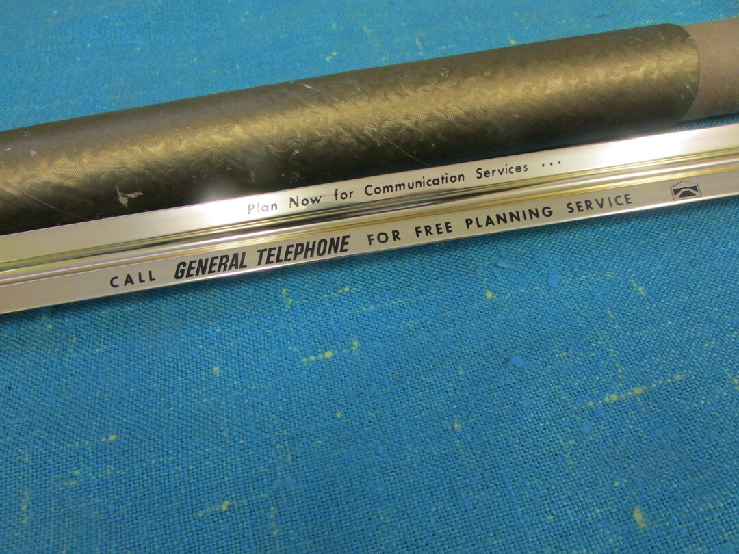 RARE Vintage Gold Metal General Telephone Triangular Ruler Drafting ...