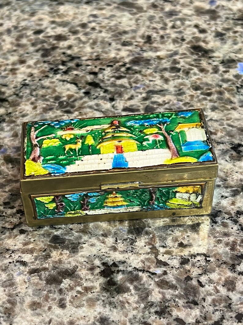 Vintage Chinese Brass & Enamel Snuff Box or Stamp Box Snuff - Etsy