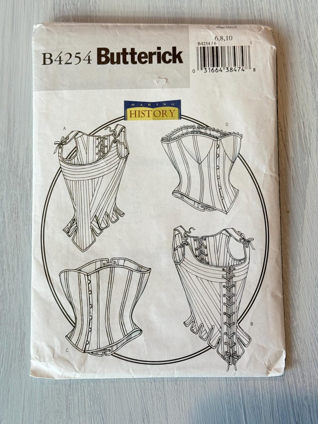 Patron de couture Butterick History 4254 4 styles pour femme, corset ...