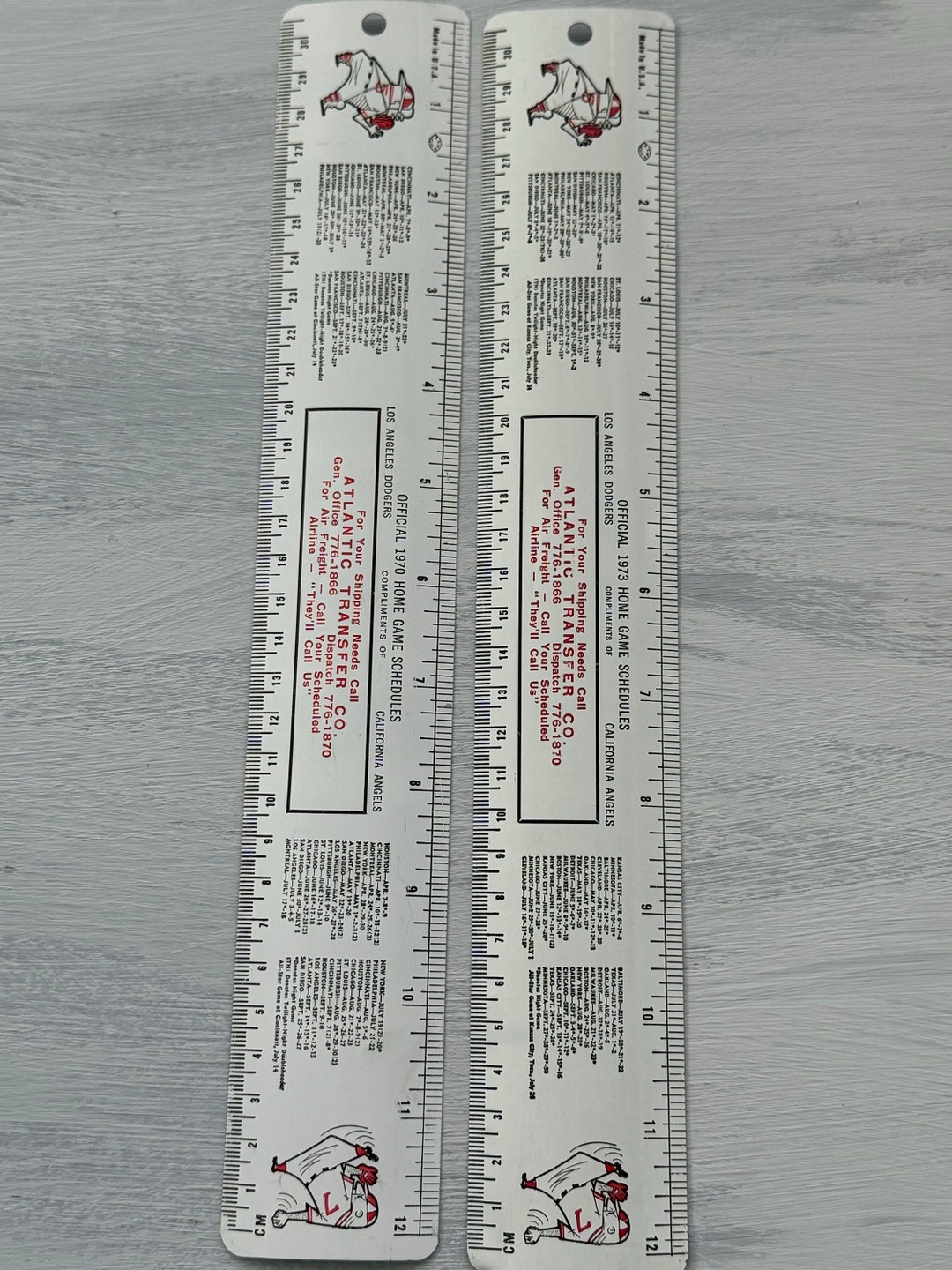 Rare Lot of 1970 and 1973 Los Angeles Dodgers Schedule 12” White Metal ...