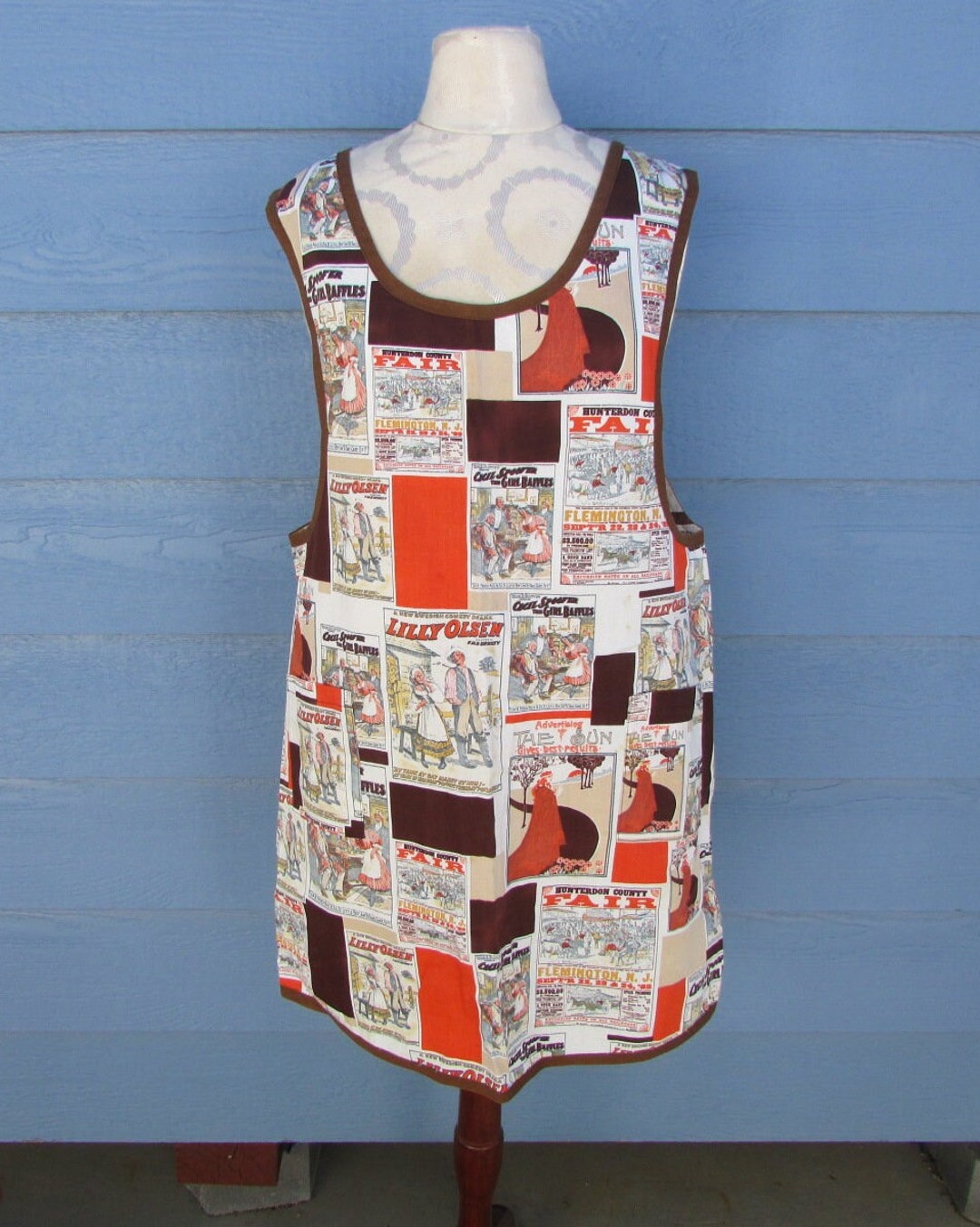 Vintage Brown & Orange Lily Olsen Hunterdon County Fair Print Handmade ...