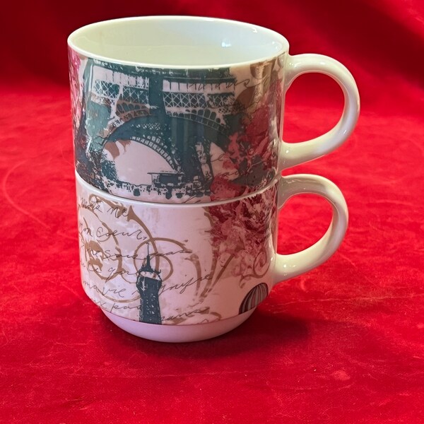 Stacking Coffee Mugs Paris Design - Etsy