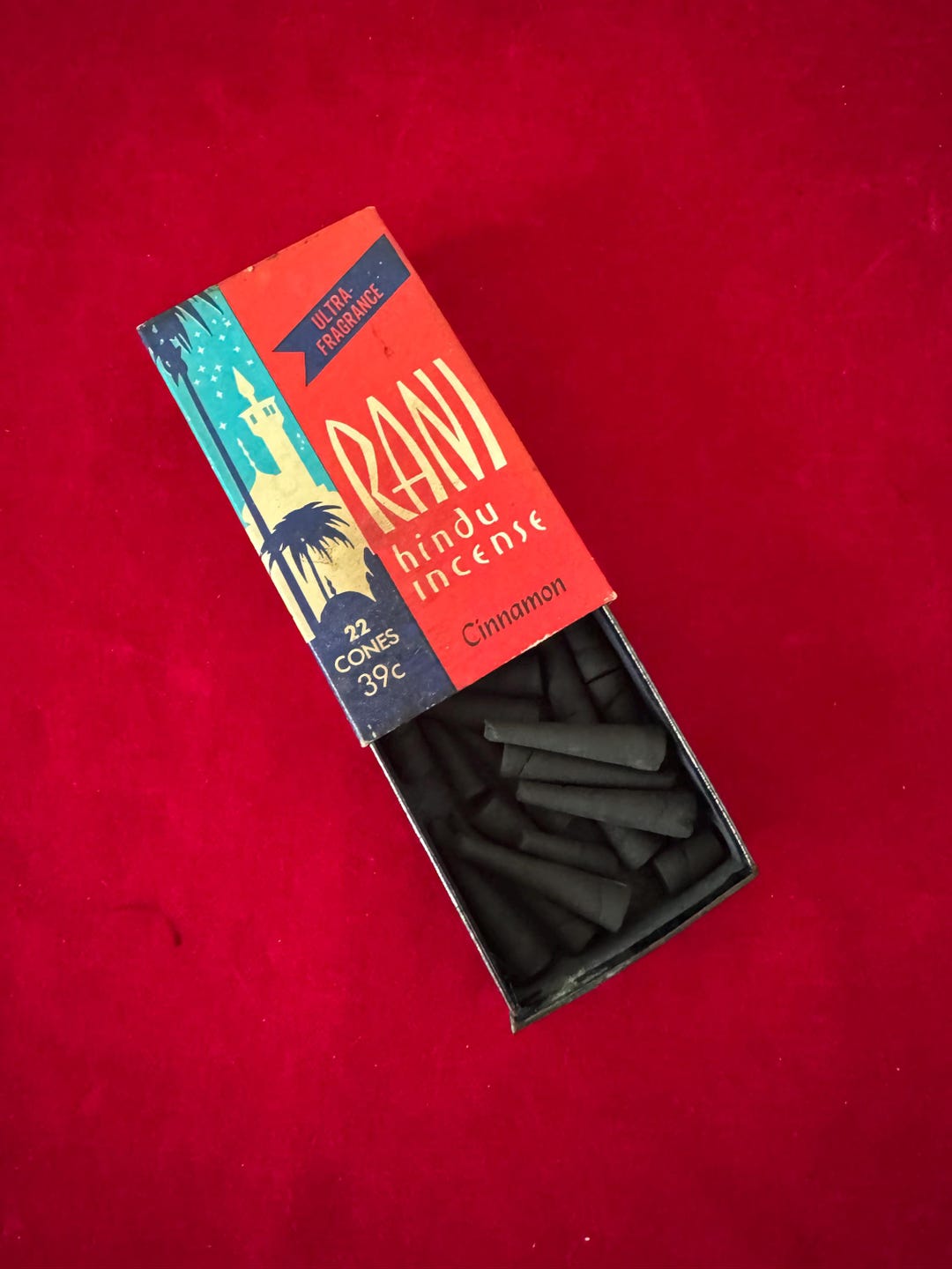 Vintage 1948 Rani Hindu Incense Cardboard Box Cinnamon Scent 22 Cones ...