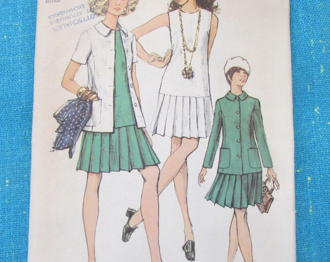 1970 Simplicity Sewing Pattern 8693 Misses Drop Waist Dress With ...