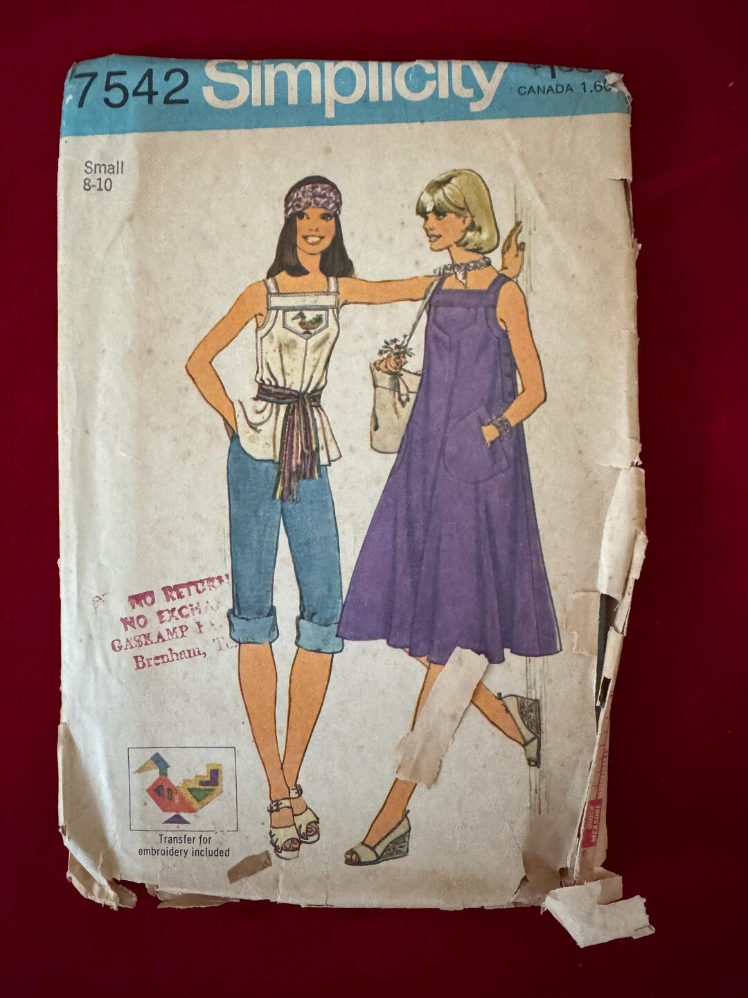 1976 Simplicity Sewing Pattern 7542 Misses Boho Flared Sleeveless ...