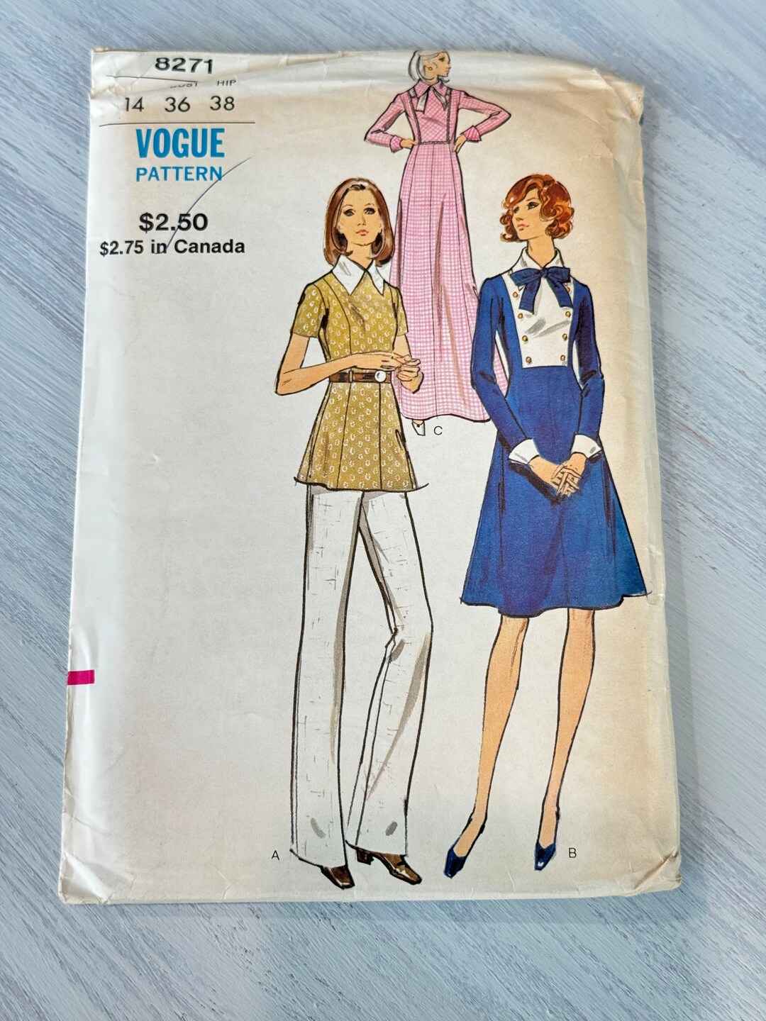 1970s Vogue Sewing Pattern 8271 Misses Semi-fitted Dress Long/ Short or ...