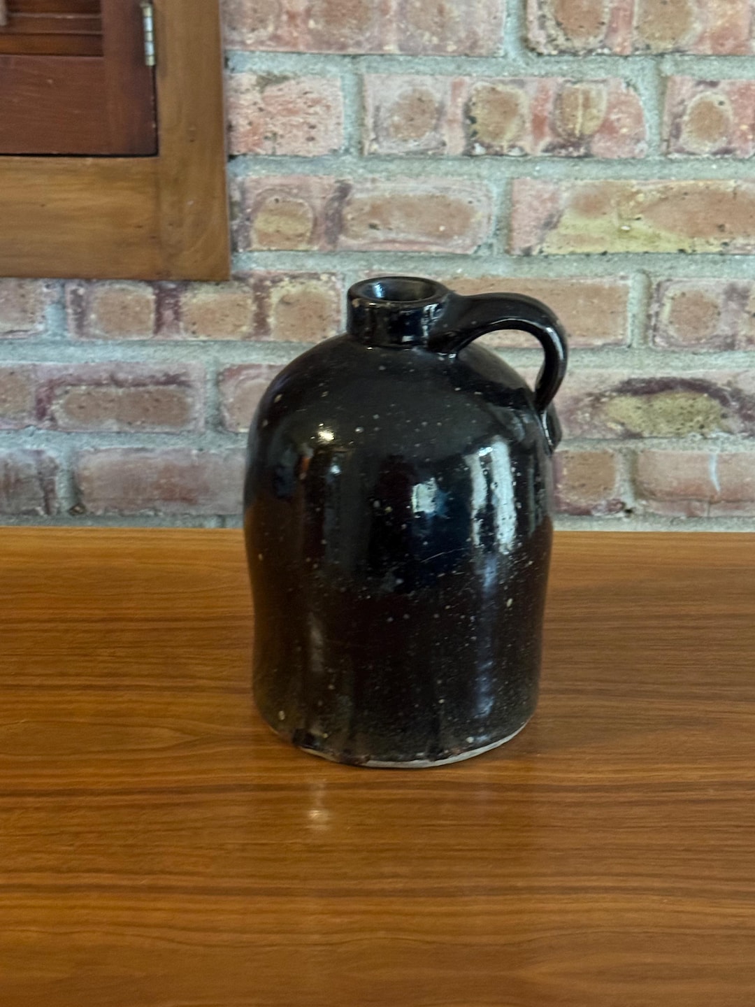 ANTIQUE Stoneware Jug With Cork Stopper | Classic Clay Jug With Black Glaze | Rustic Jug ...