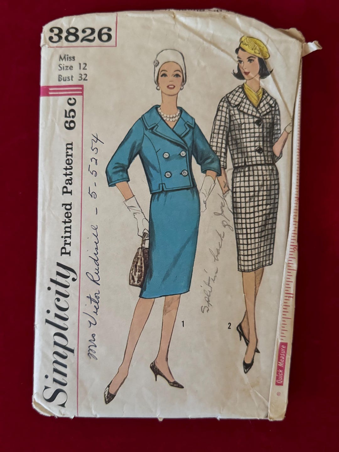 1961 Simplicity Sewing Pattern 3826 Misses Cropped Double Breasted Box ...