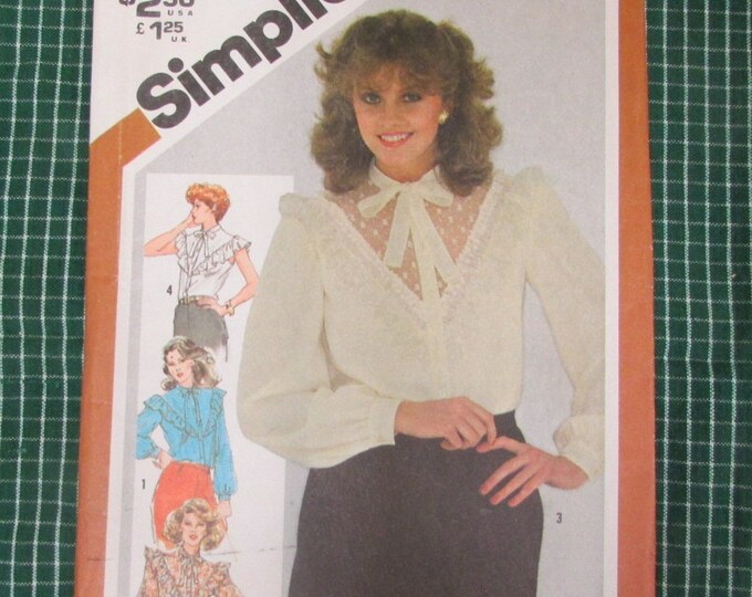 1981 Simplicity Sewing Pattern 5303 Misses Ruffled Button Front Blouse ...