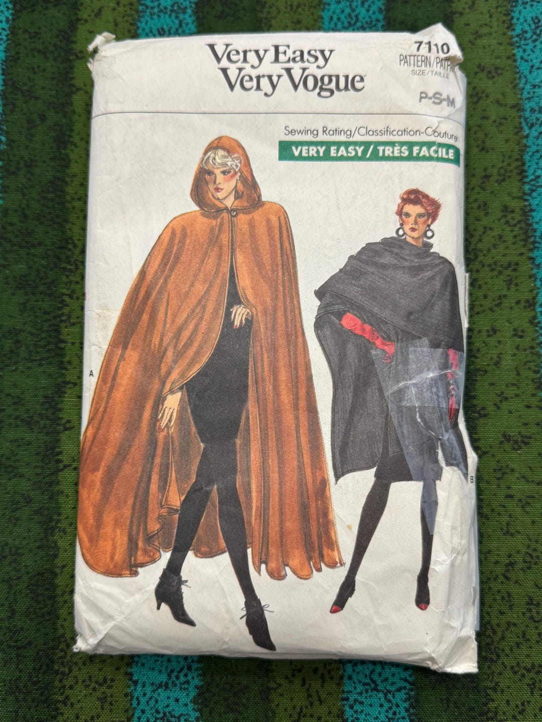 1987 Vogue Sewing Pattern 7110 Misses Cape With Hood, Cloak, or Wrap ...