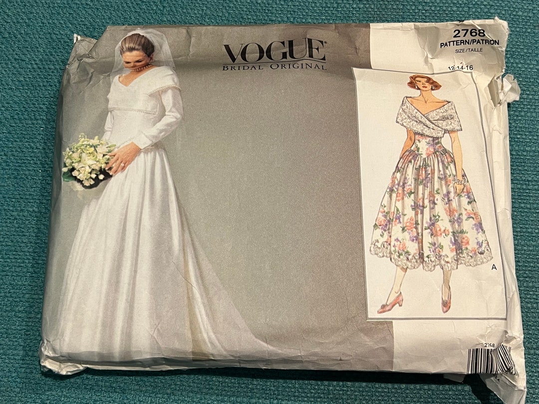 1991 Vogue Bridal Design Sewing Pattern 2768 Misses off the Shoulder ...