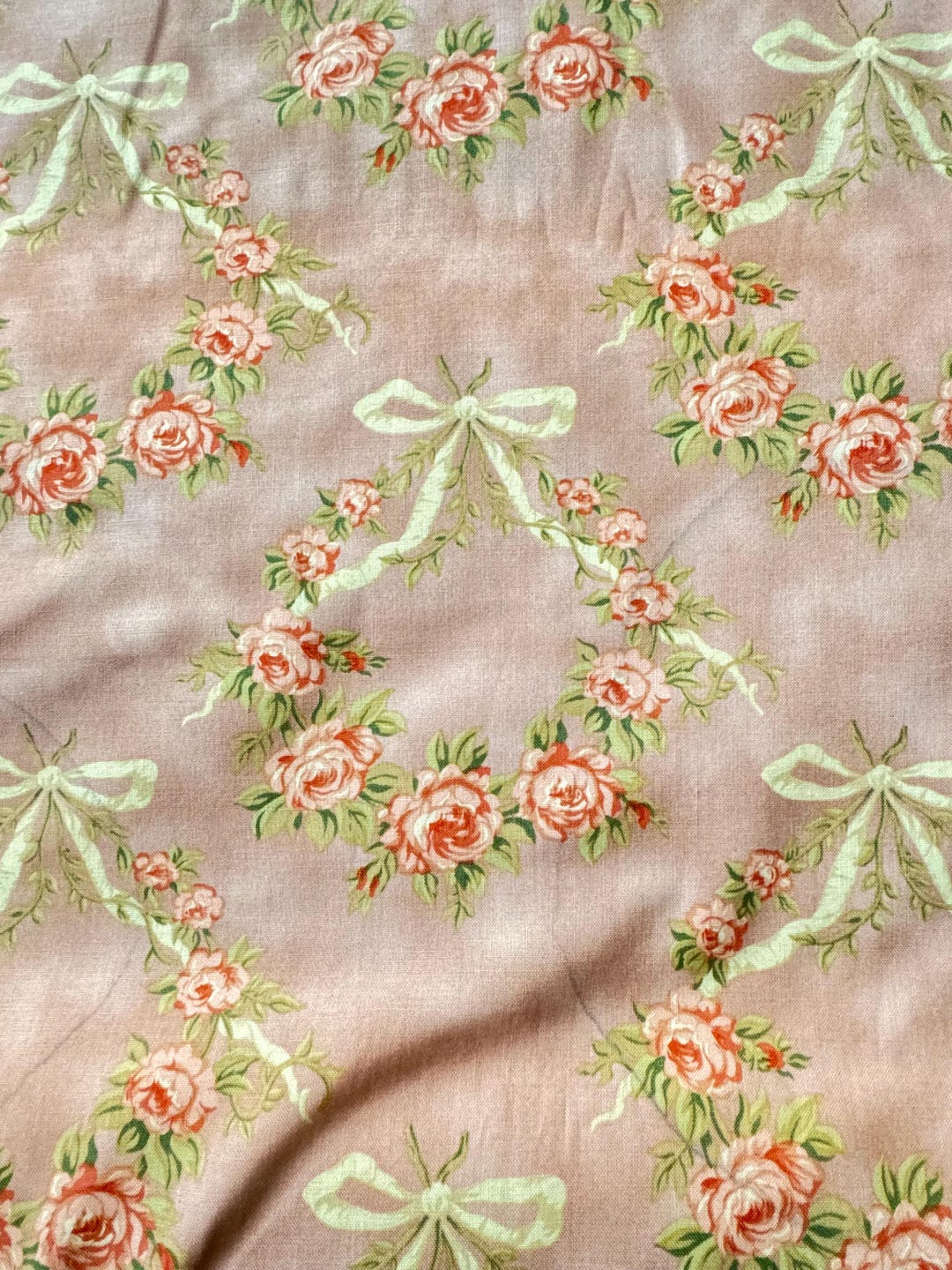Vintage Sentimental Journey Romantic Mauve Pink Floral Cotton Fabric W ...