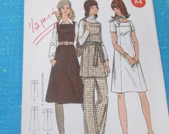 RARE 1970s Butterick Sewing Pattern 4608 Misses Semi-fitted A Line ...
