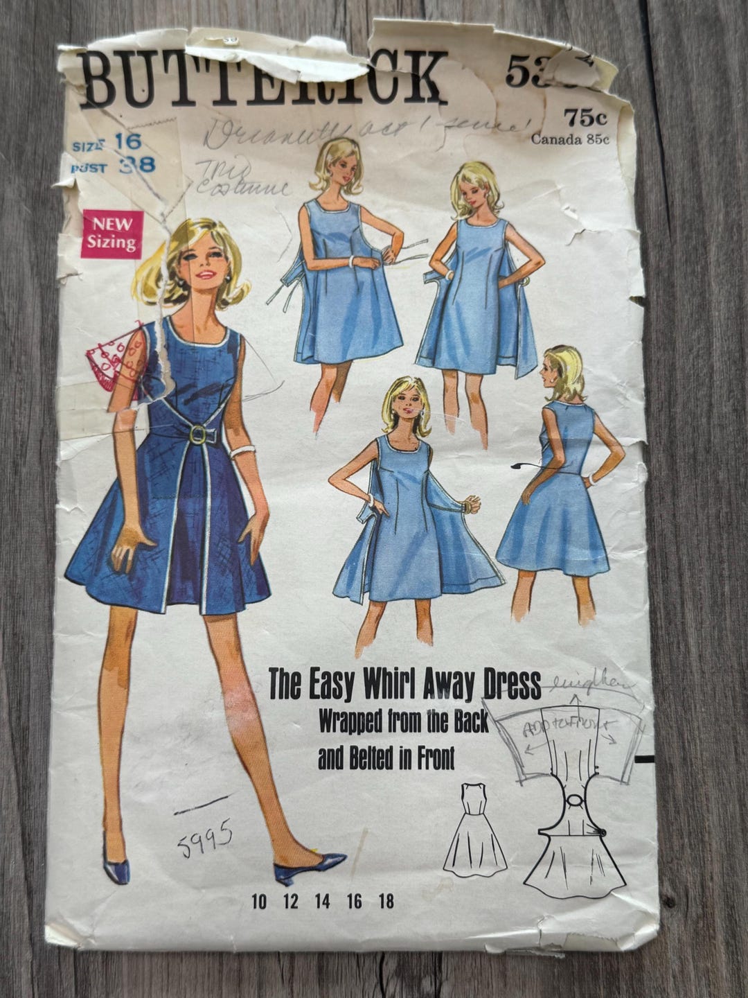 RARE 1969 Butterick Sewing Pattern 5368 Misses Easy Whirl Away Mini ...