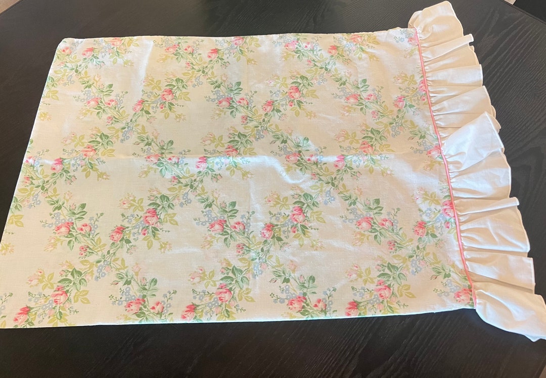 Vintage Lady Pepperell Pink Rosebud W/lattice Standard Pillowcase With ...