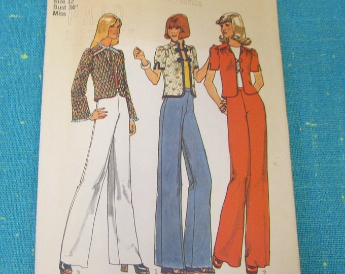 RARE 1975 Simplicity Sewing Pattern 6877 Misses Short Semi-fitted ...