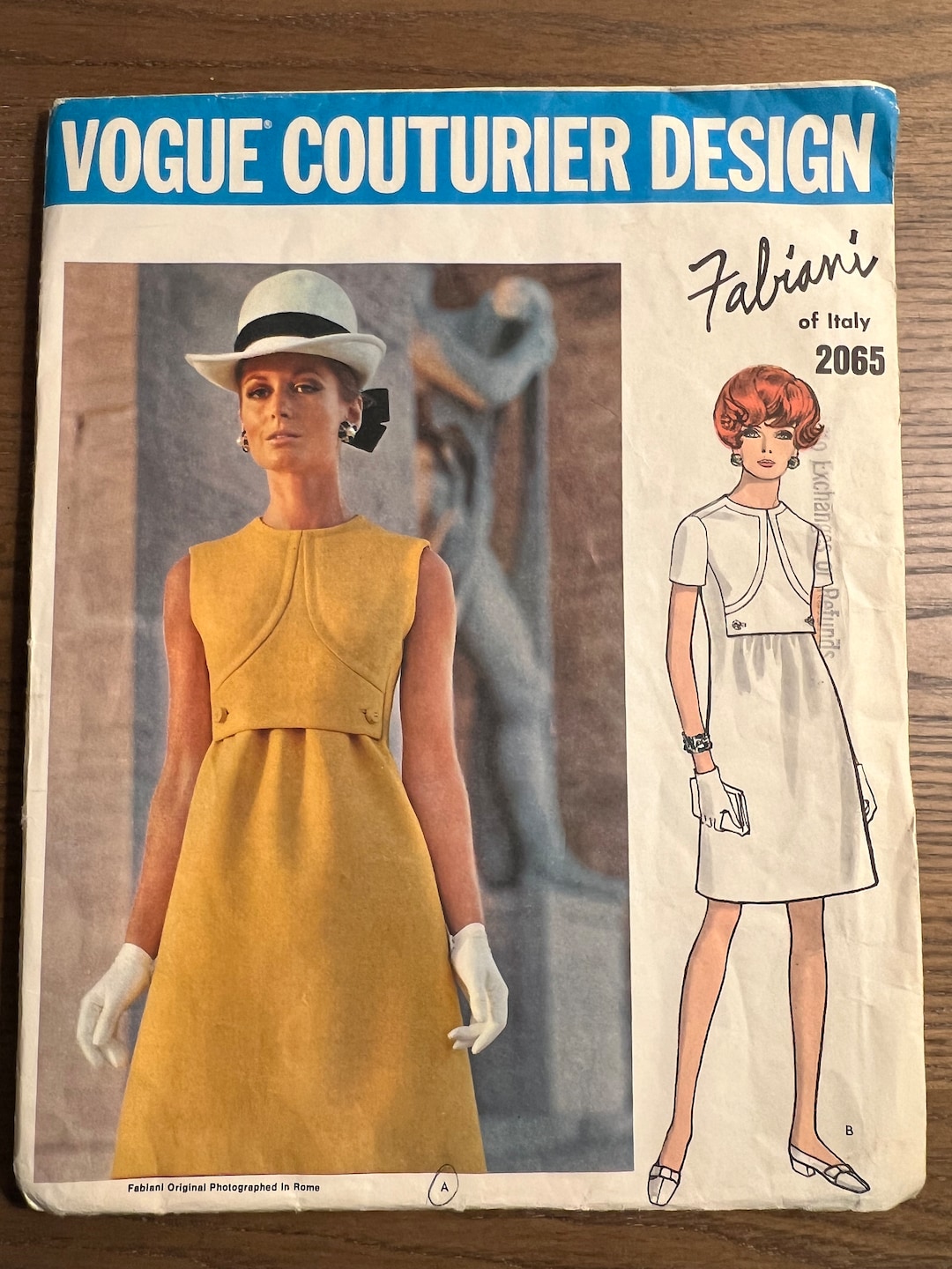 1969 Vogue Couturier Design Sewing Pattern 2065 Fabiani Short MOD Dress ...