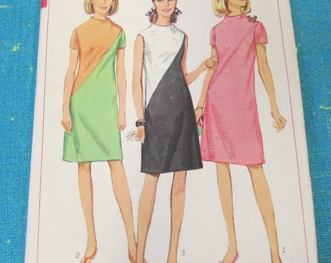RARE 1967 Simplicity Sewing Pattern 7075 Misses One Piece Dress ...
